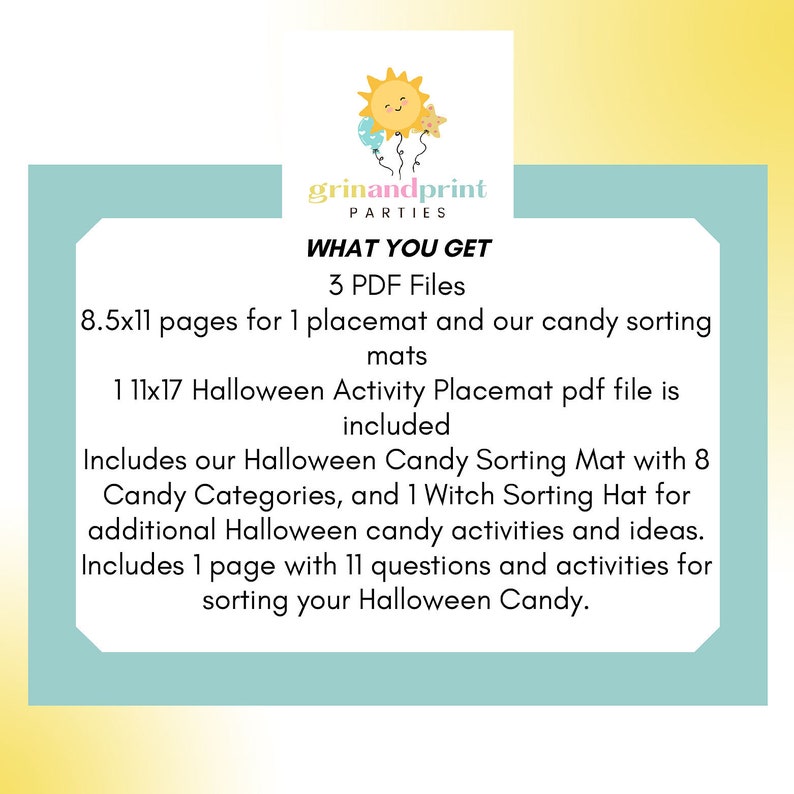 Halloween Activity Placemats & Candy Sorting Mats Bundle (printable ...