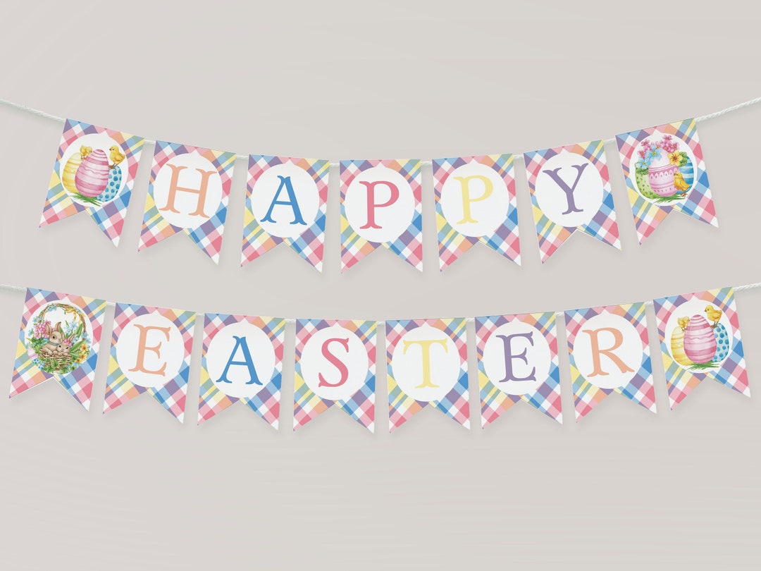 Happy Easter Bunting Banner, Easter Brunch Party Banner, Easter Egg ...