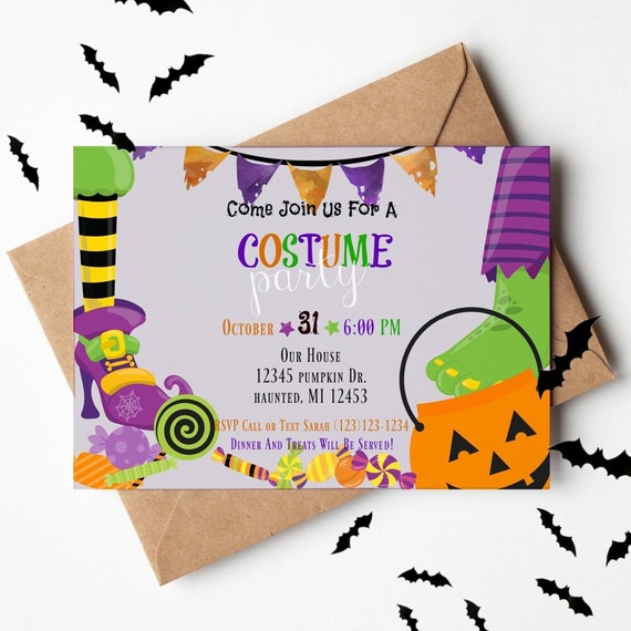 Costume Party Invitation Kids, Halloween Invitations, Costume Party ...