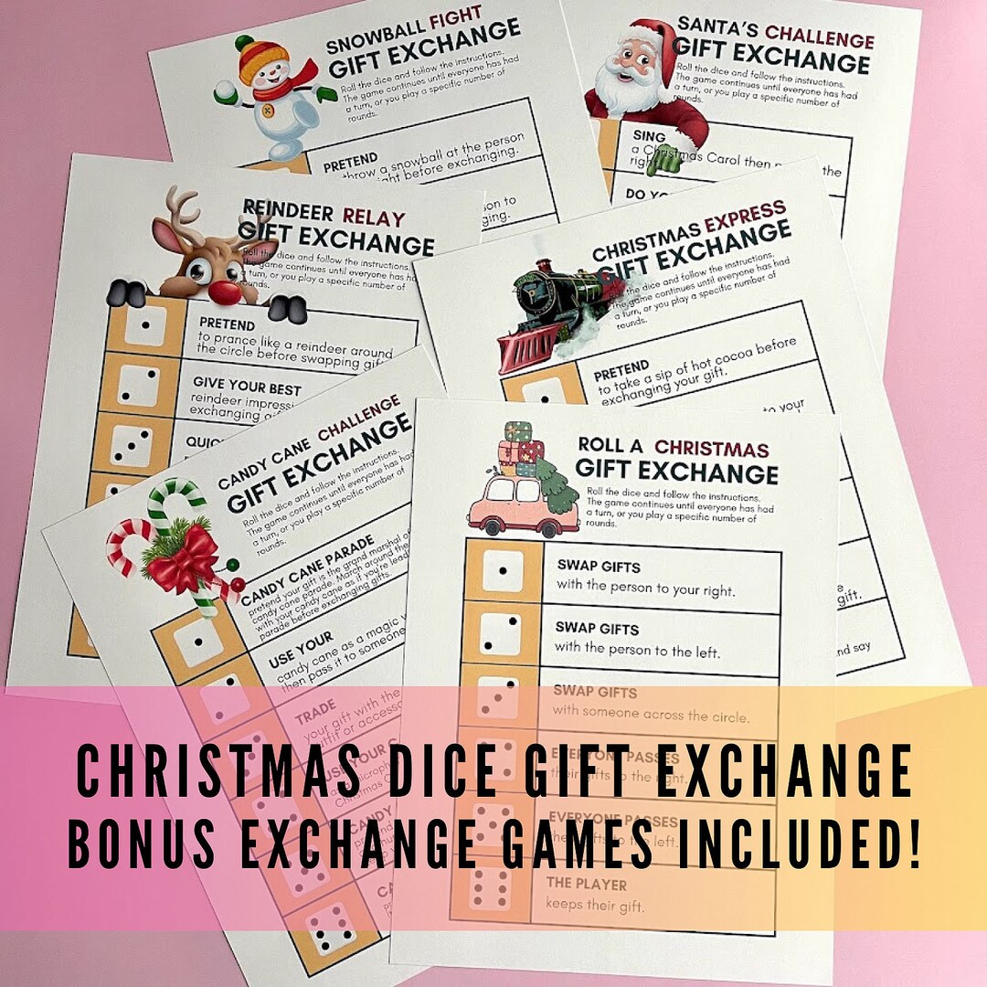 Printable Christmas Gift Exchange Dice Game, Holiday Party Activity ...