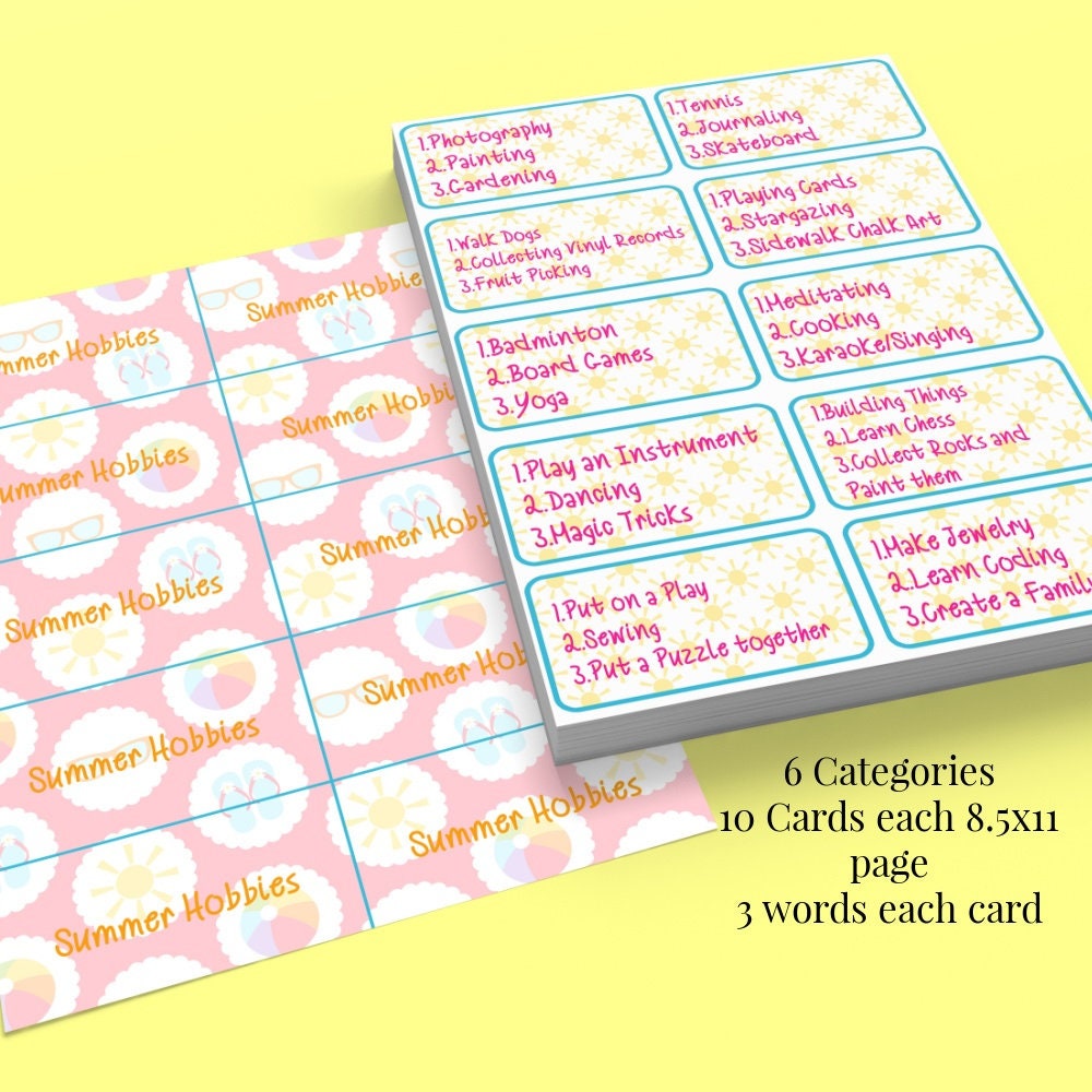 Summer Charades Game for Kids and Teens Summer Charades Dice - Etsy