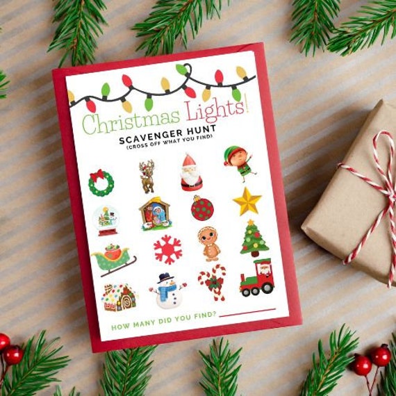 Printable Christmas Lights Scavenger Hunt for Kids, Holiday Scavenger ...