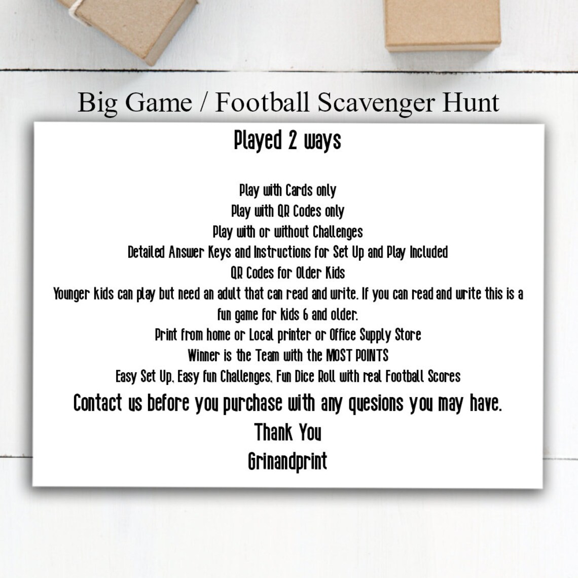 Football Scavenger Hunt Sports Birthday Party Games Football - Etsy