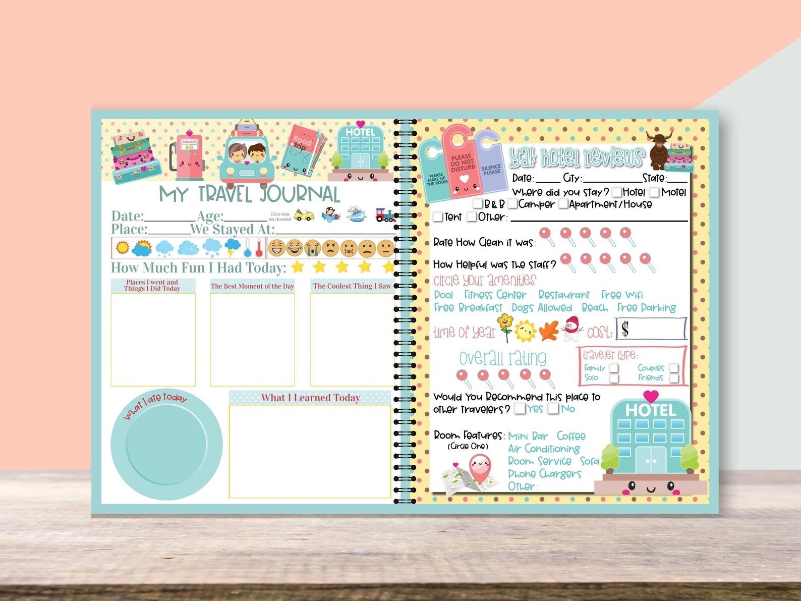 Kids Travel Journal, Road Trip Activity for Kids, Vacation Memory ...