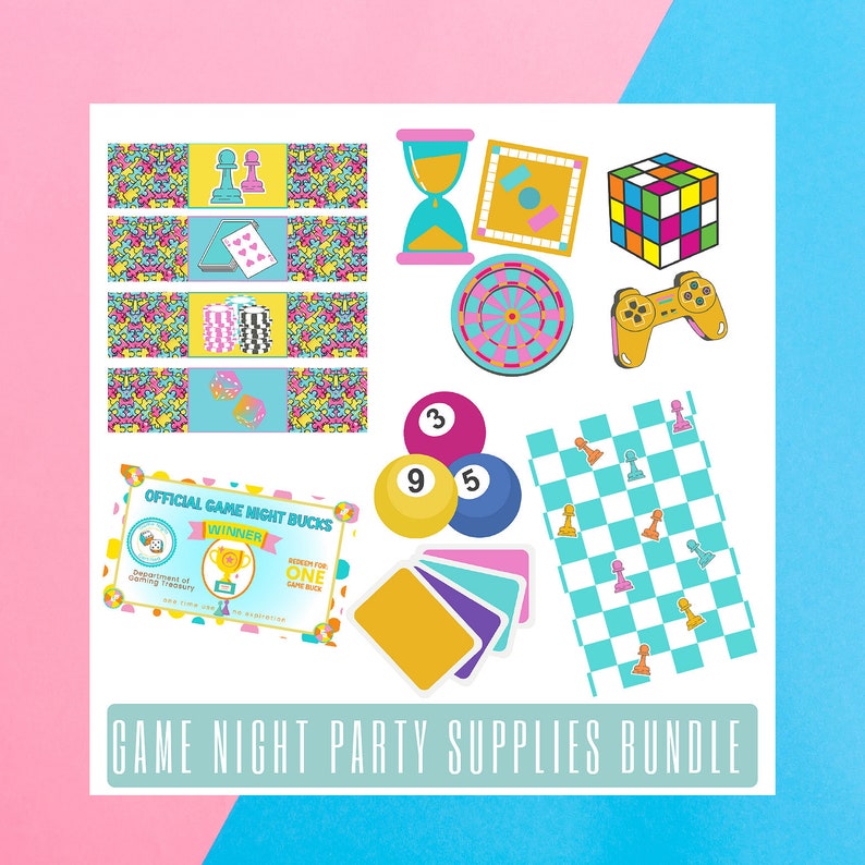 Game Night Party Decorations, Printable Game Night Bundle, Game Theme ...
