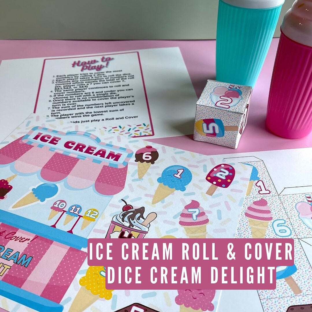 Ice Cream Roll and Cover Dice Game: Printable Kids Activity (PDF) - Etsy
