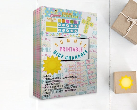 Summer Charades Game for Kids and Teens, Summer Charades Dice Game, Fun ...