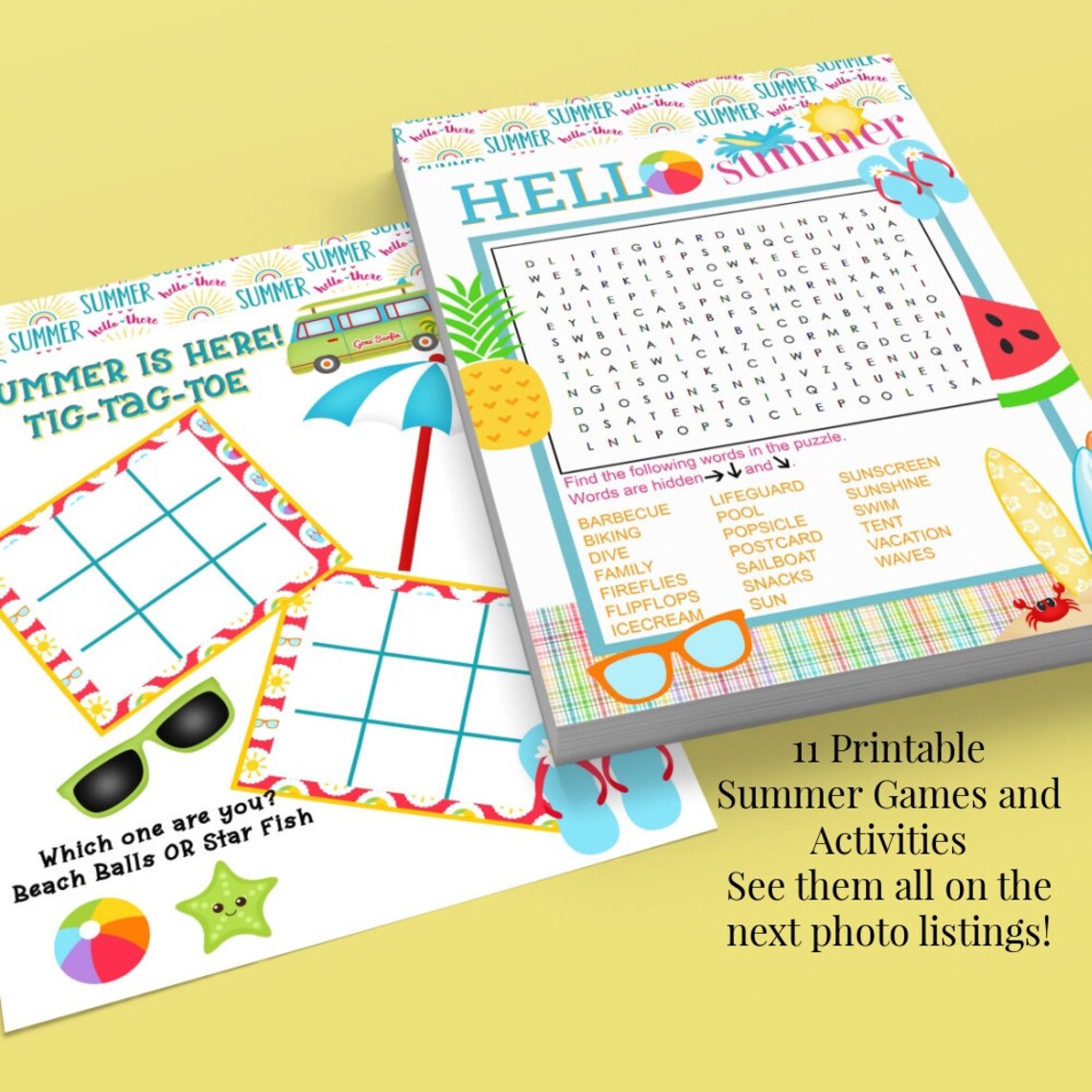 Summer Games and Activities Bundle for Kids Summer Activity - Etsy