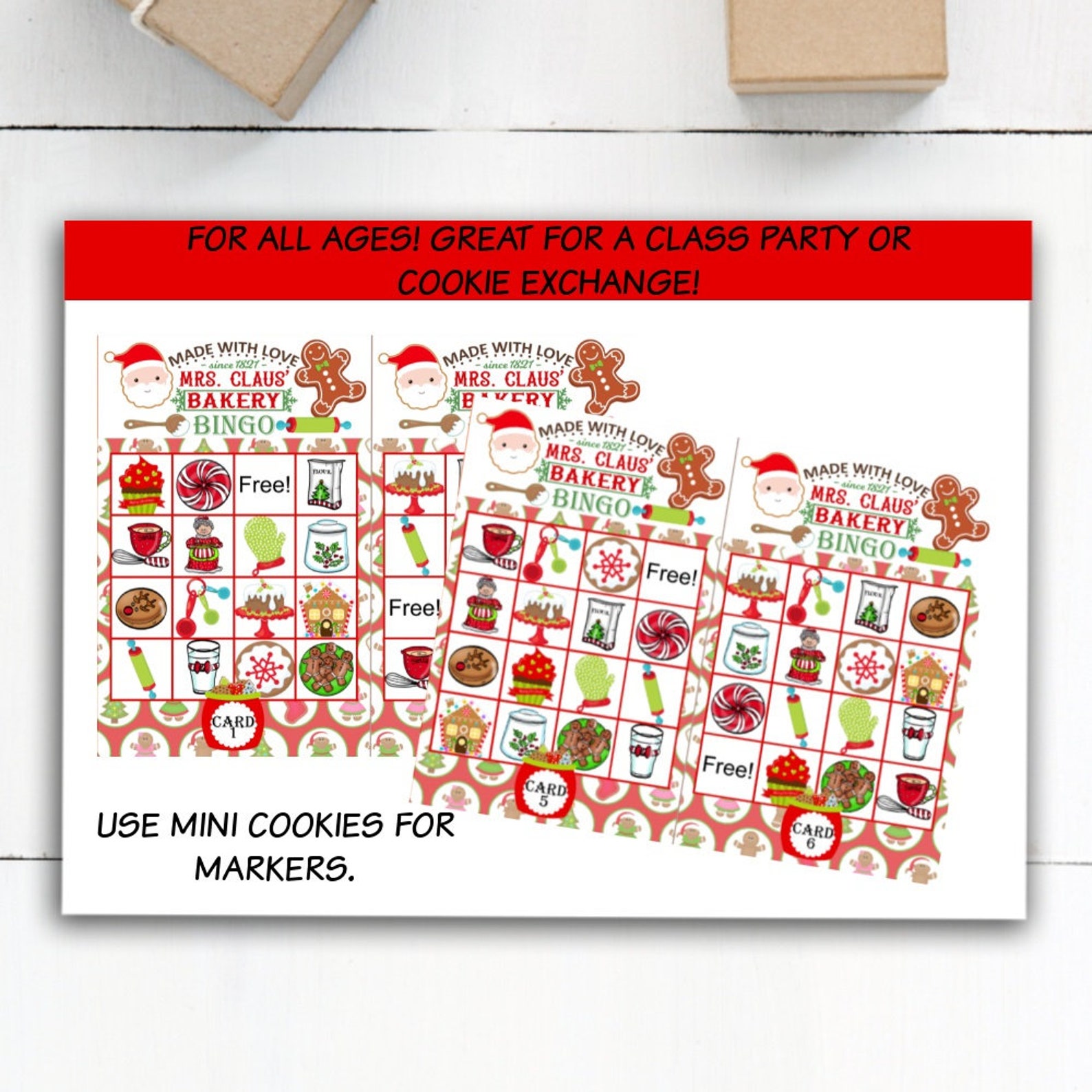 Printable Christmas Cookie Bingo Game: Mrs. Claus Bakery (PDF) - Etsy