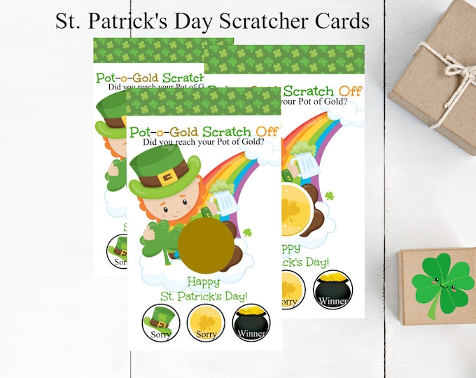 St. Patricks Day Scratch off Cards, Feeling Lucky, Scratch to Reveal ...