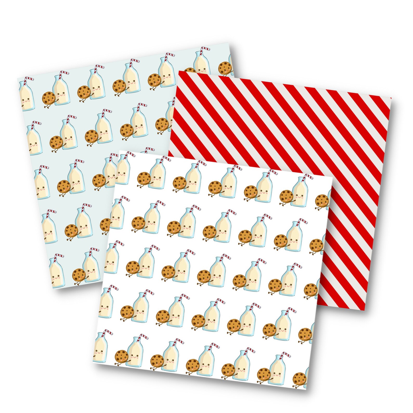 Milk and Cookies Digital Paper Pack: Scrapbook Backgrounds (12x12, 16 ...