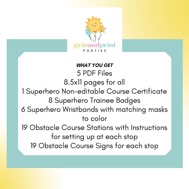 Superhero Obstacle Course Kit: Masks, Badges, Training Signs (PDF) - Etsy