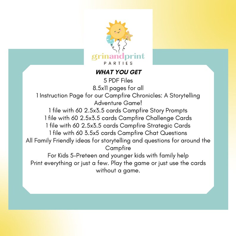 Campfire Storytelling Game Printable Campfire Game Set - Etsy