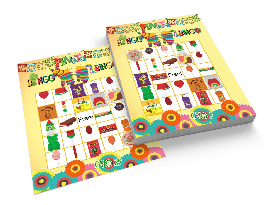 Cinco De Mayo Piñata Candy Bingo Game, Fiesta Bingo Cards, Mexican ...