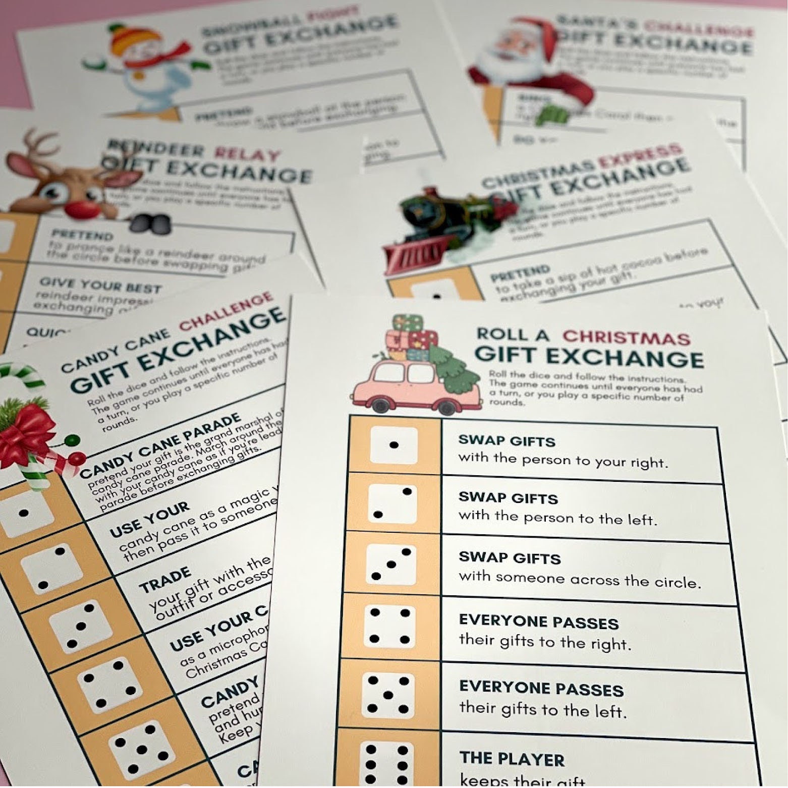 Printable Christmas Gift Exchange Dice Game, Holiday Party Activity ...