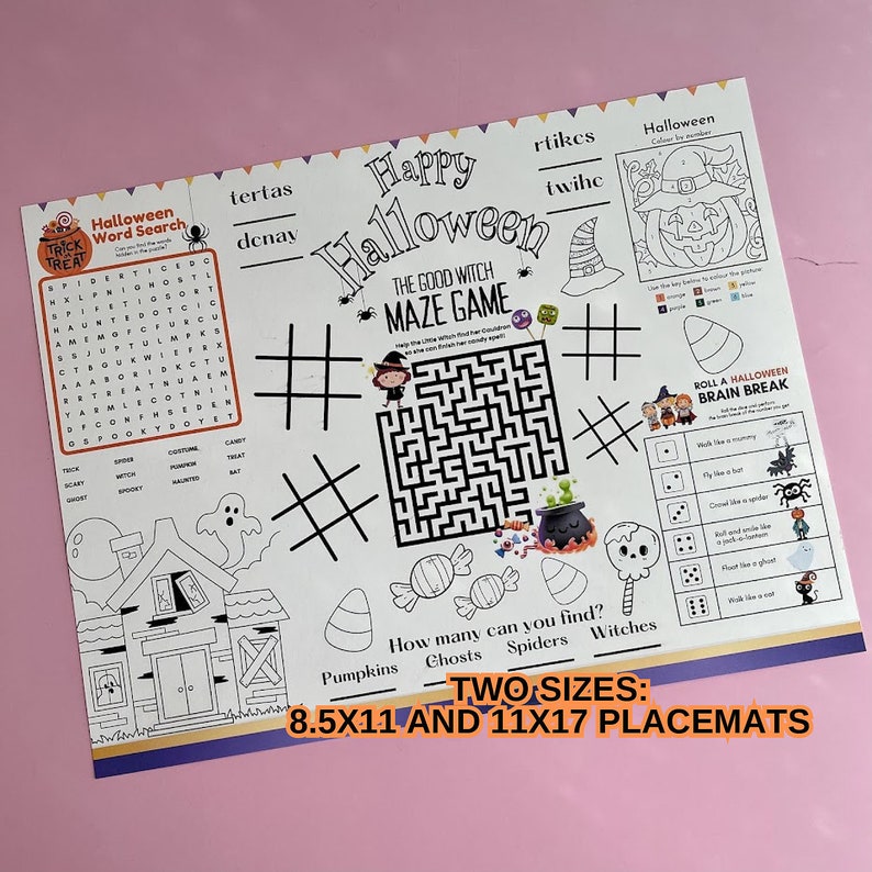 Halloween Activity Placemats & Candy Sorting Mats Bundle (printable ...