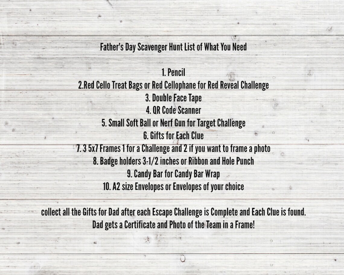 Fathers Day Scavenger Hunt Scavenger Hunt Clues for Dad - Etsy
