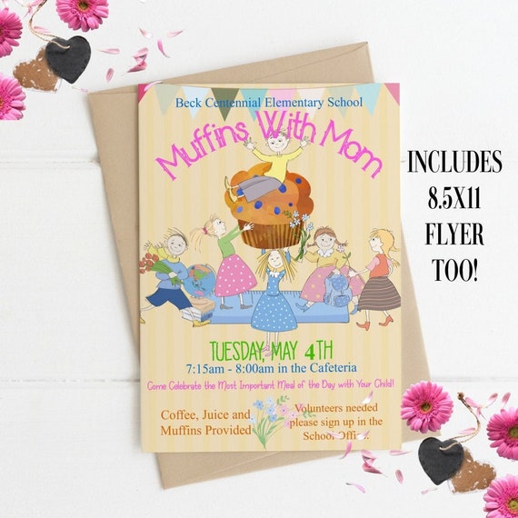 Muffins with Mom, Muffins with Mom Invitation, Muffins with Mom Flyer ...