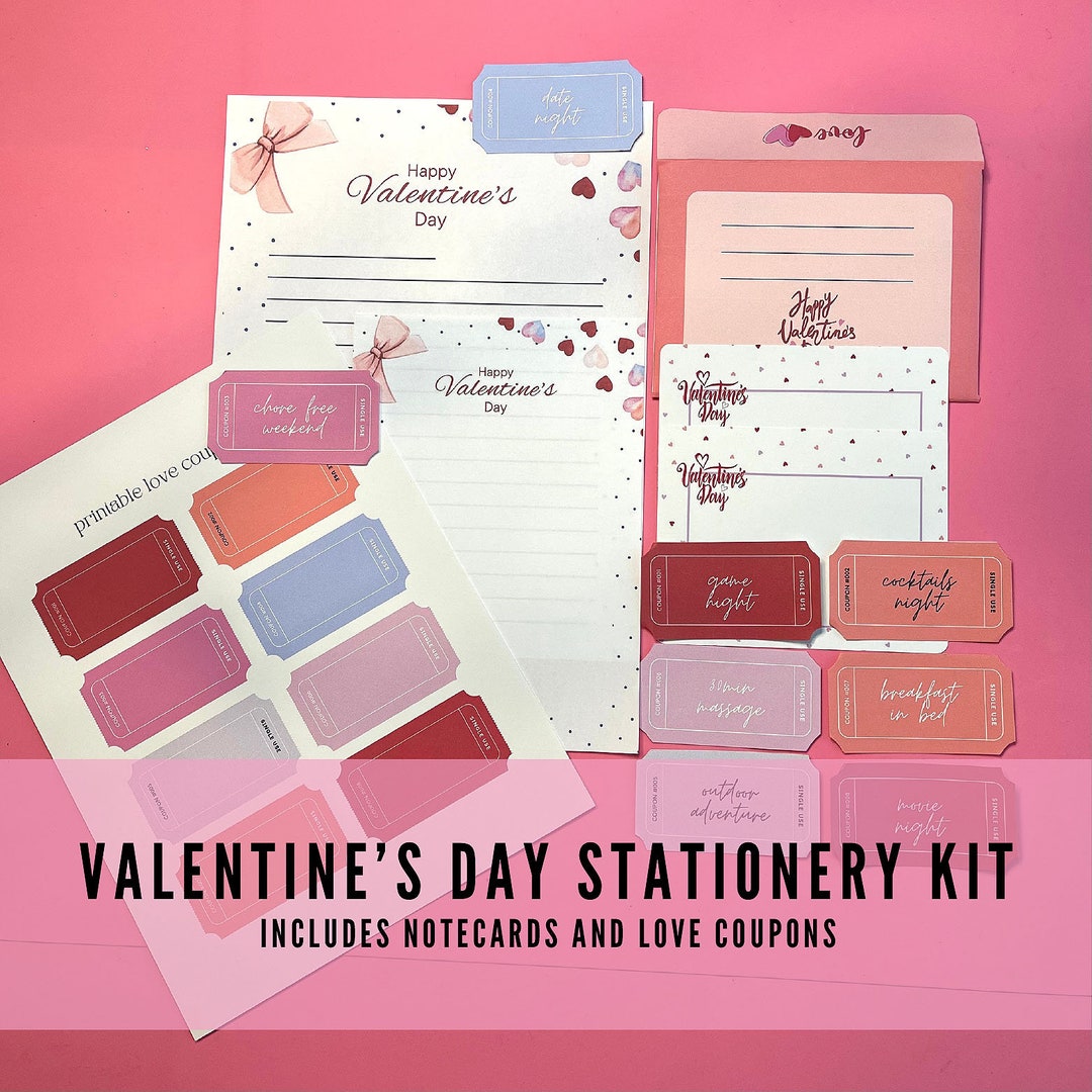 Valentine's Day Stationery Kit: Love Coupons & Notecards (printable) - Etsy