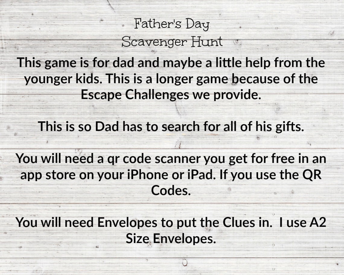 Fathers Day Scavenger Hunt Scavenger Hunt Clues for Dad - Etsy