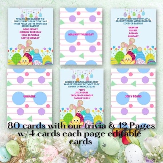 Printable and Editable Easter or Spring Trivia Game, Family Friendly ...