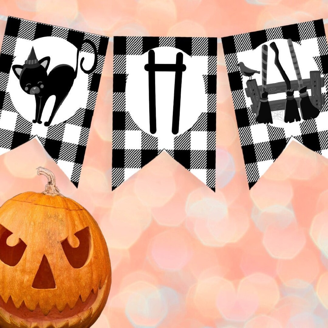 Printable Halloween Banner: Black & White Party Decor (PDF File) - Etsy