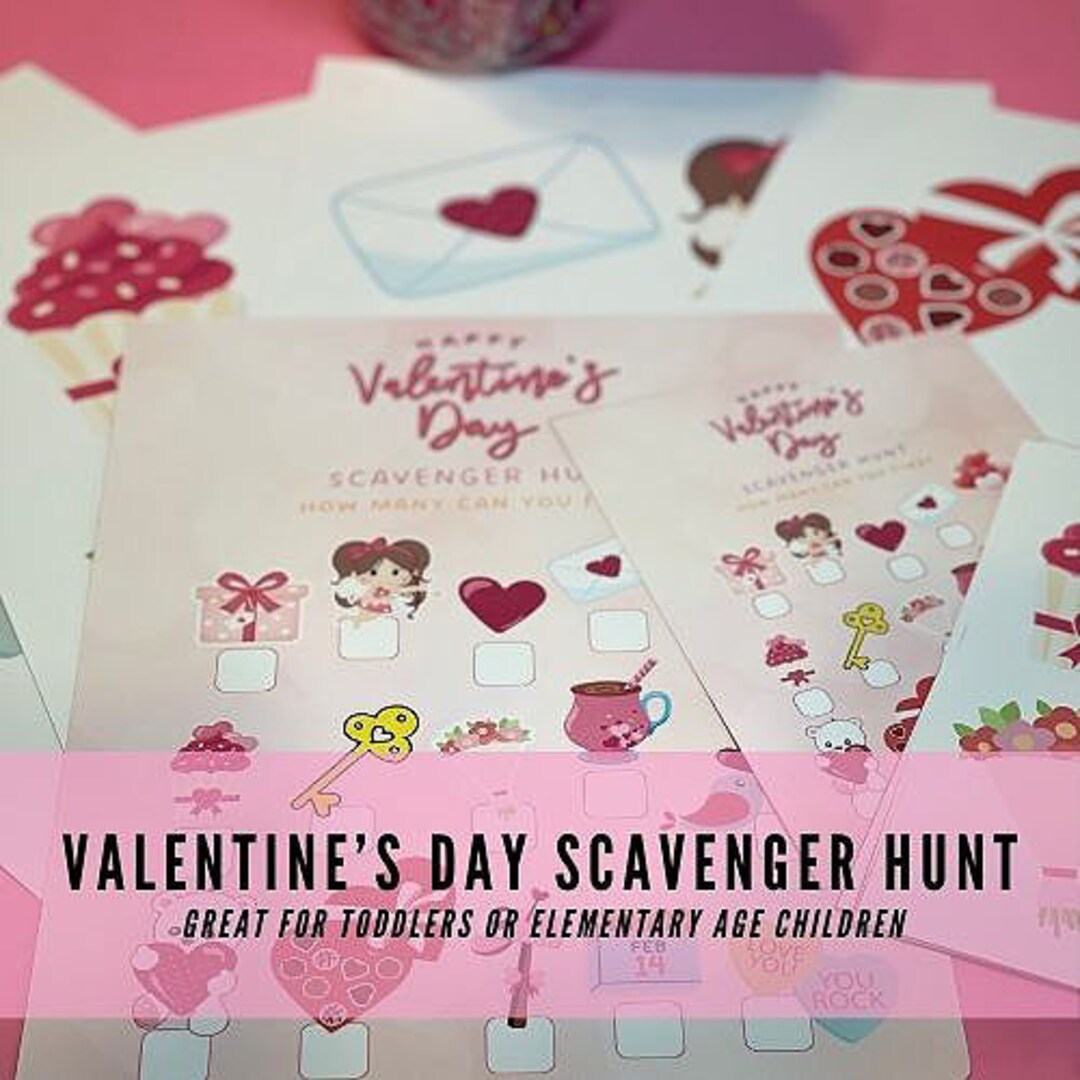 Valentine's Day Scavenger Hunt Printable, Toddler and Elementary Fun ...