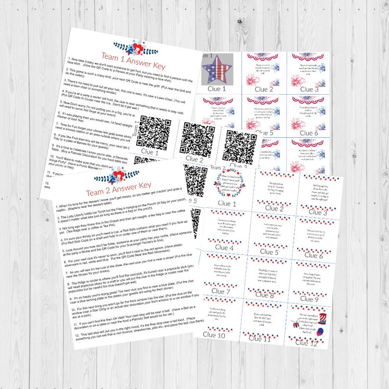 Patriotic Scavenger Hunt: Fourth of July QR Code Game (digital Download ...