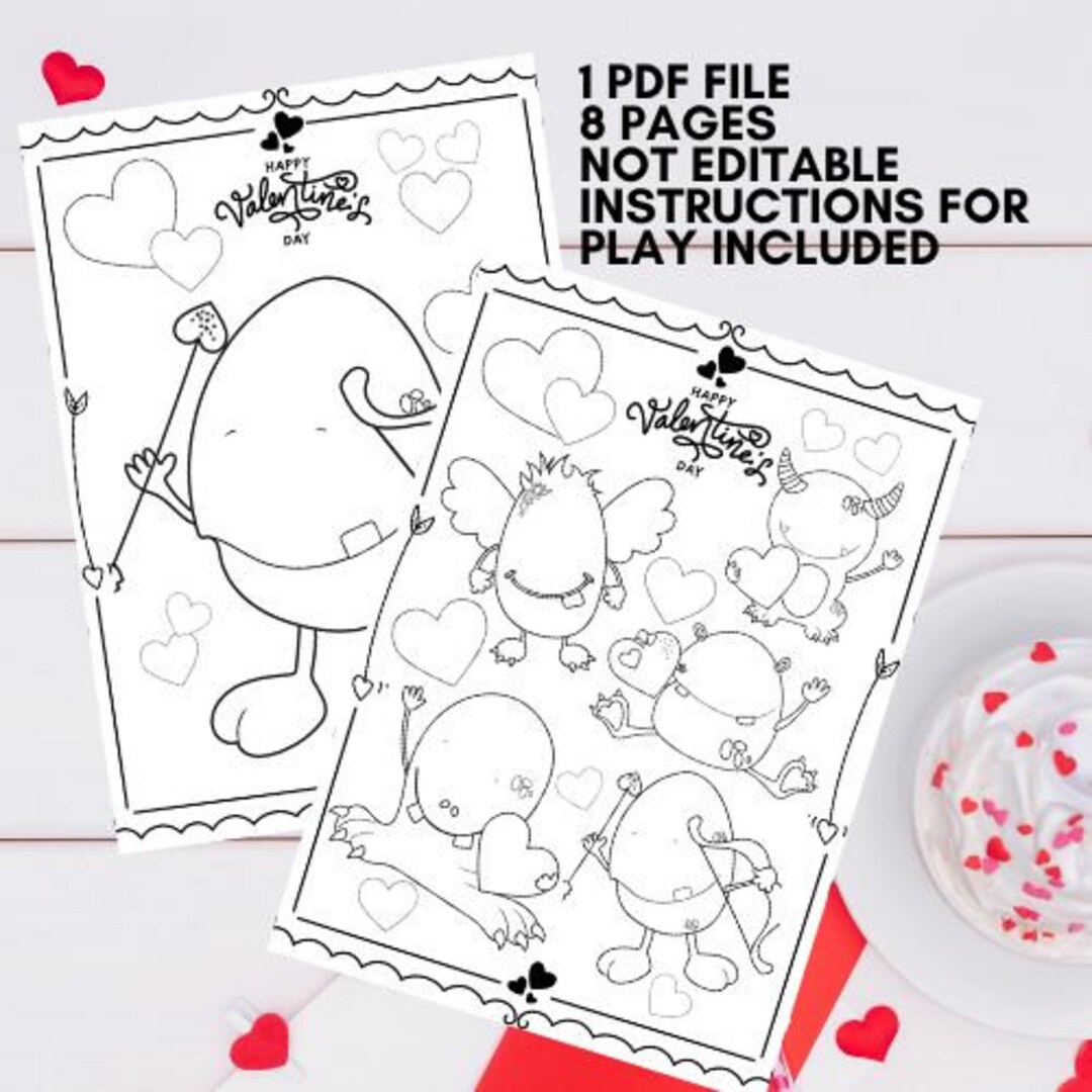 Roll a Monster Dice Game, Valentine's Day Roll a Monster Game for Kids ...