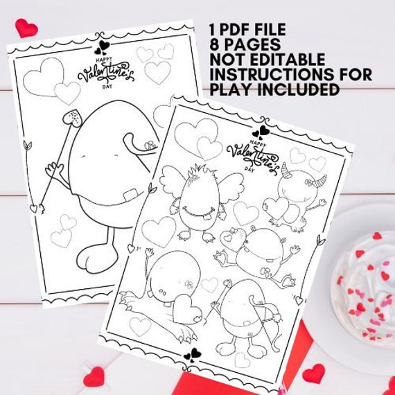 Roll a Monster Dice Game, Valentine's Day Roll a Monster Game for Kids ...