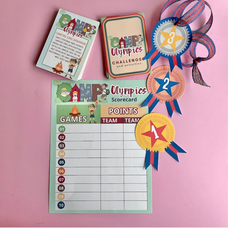 Camping Olympics Printable Cards, Scorecards and Medals, Family ...