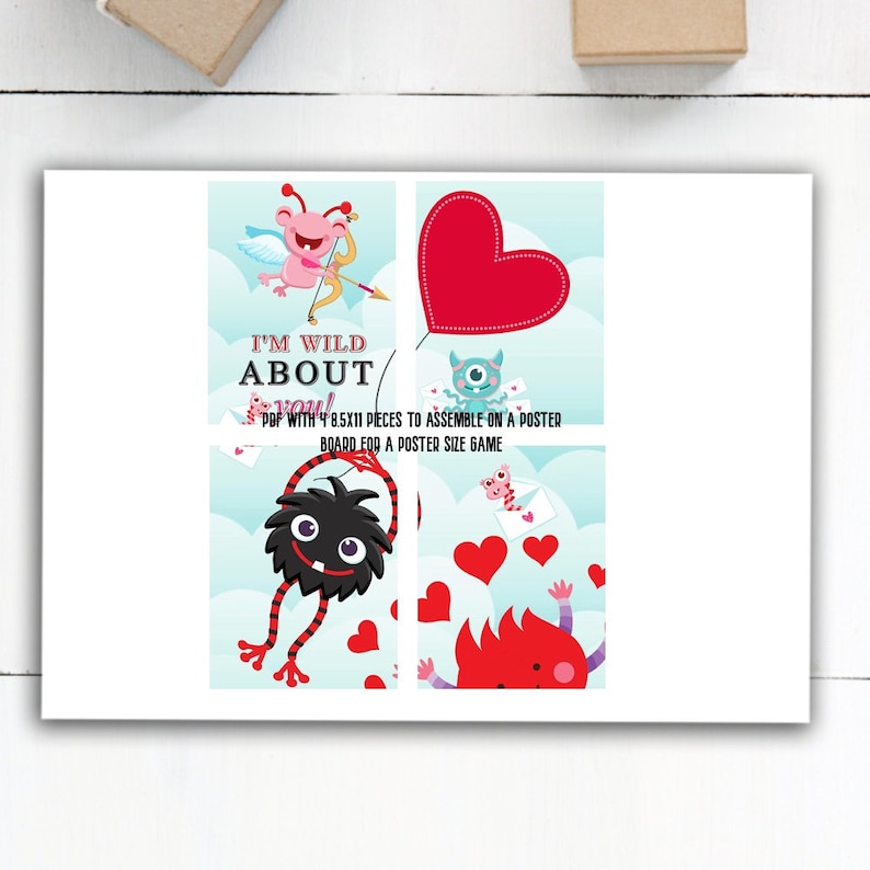 Monster Valentine's Day Pin the Heart Game (printable) - Etsy