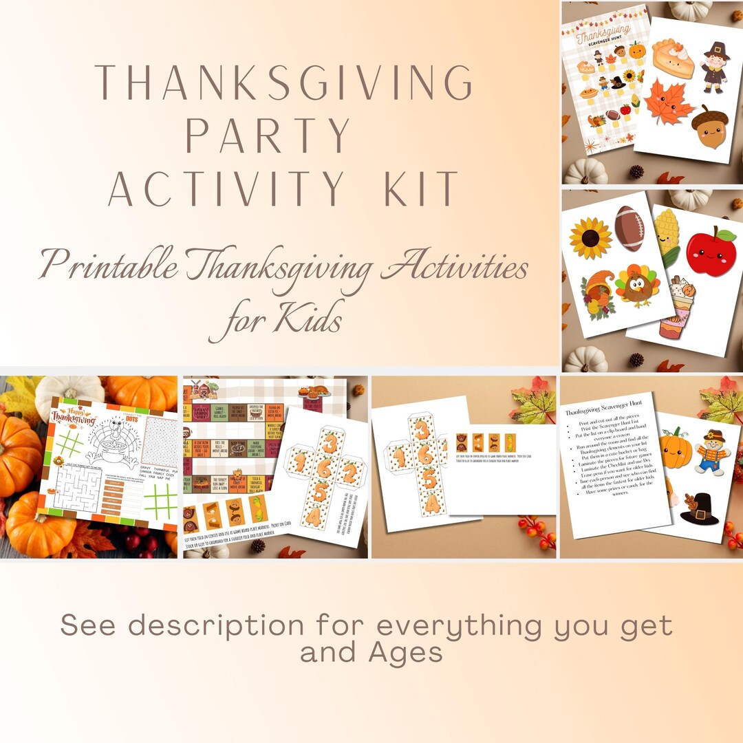 Thanksgiving Kids Activity Pack | Printable Games, Scavenger Hunt (PDF ...
