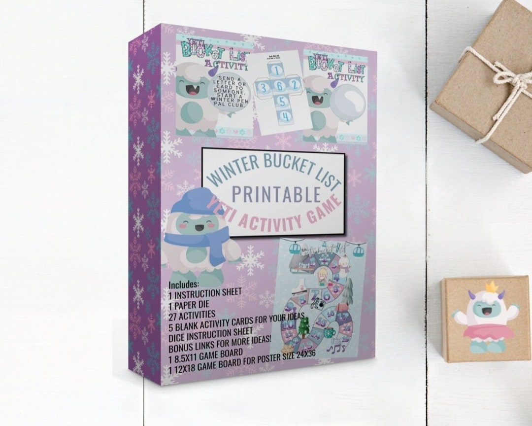 Winter Family Activity Game: Yeti Bucket List (digital Download) - Etsy