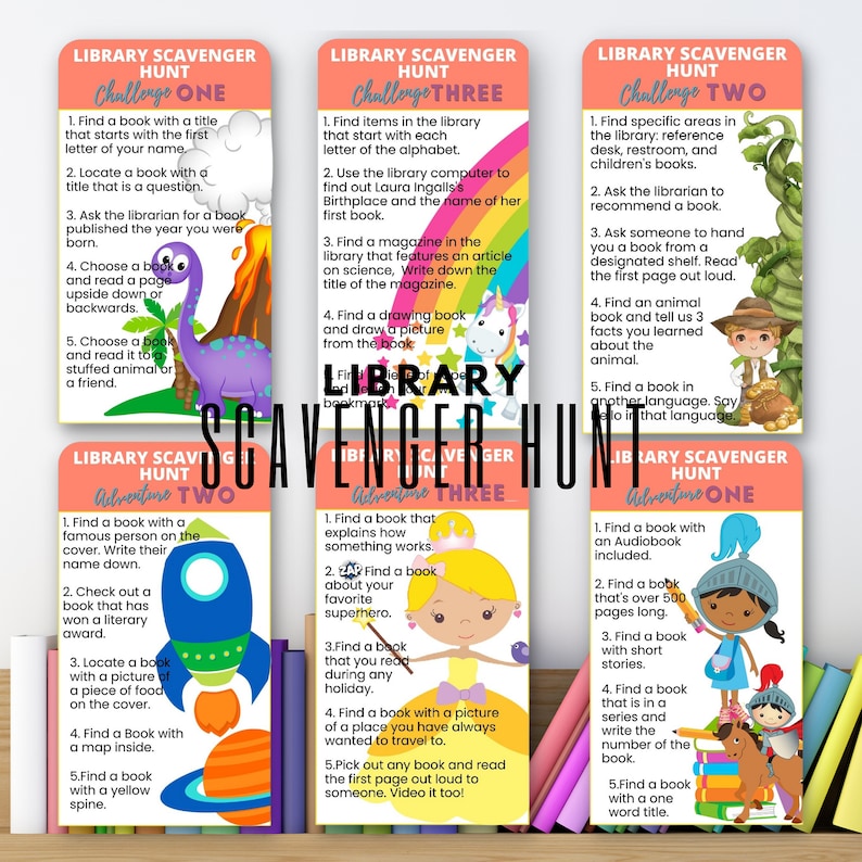 Editable Printable Library Scavenger Hunt for Kids, Library Activity ...