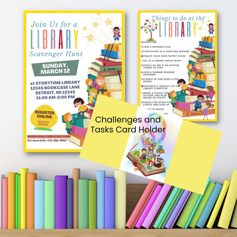 Editable Printable Library Scavenger Hunt for Kids, Library Activity ...