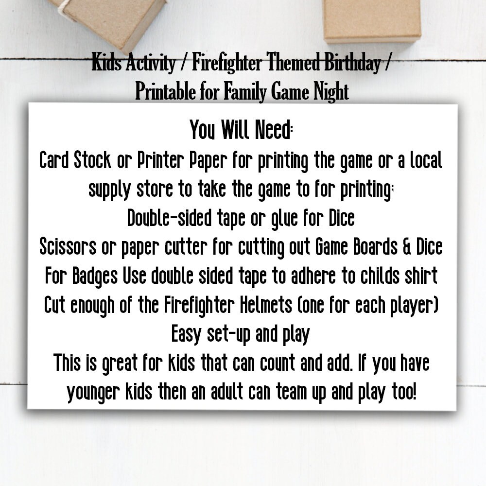 Firefighter Birthday Dice Game: Printable Party Activity (PDF) - Etsy