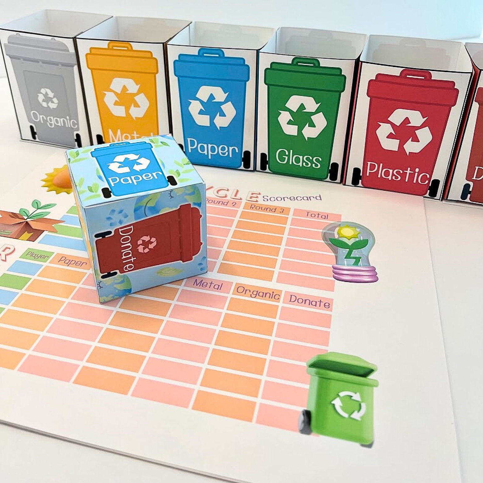 Printable Earth Day Recycling Bin Game for Kids and Families, Earth Day ...