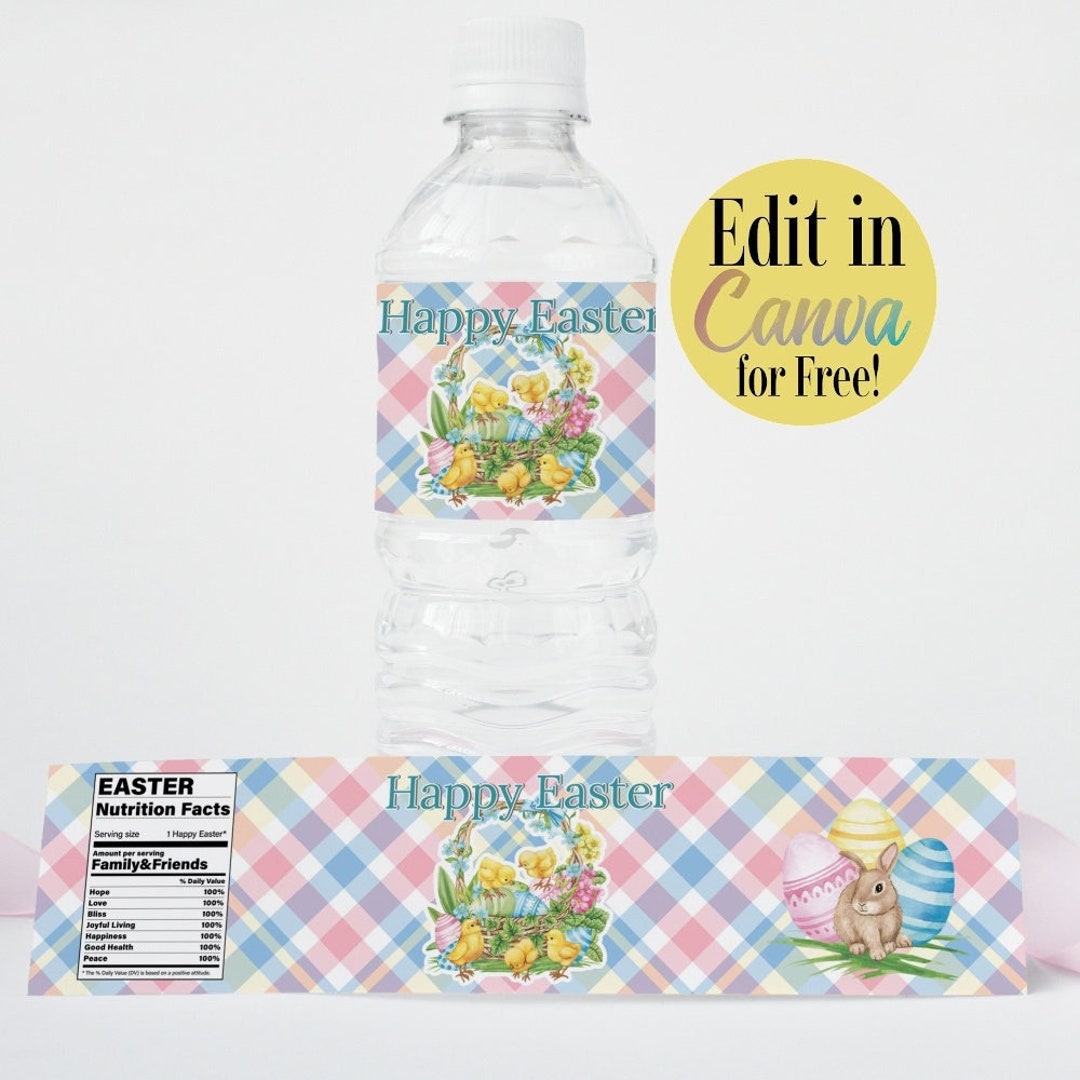 Happy Easter Water Bottle Labels: Editable Party Favors (digital ...