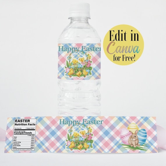 Happy Easter Water Bottle Labels Wrappers Easter Party - Etsy