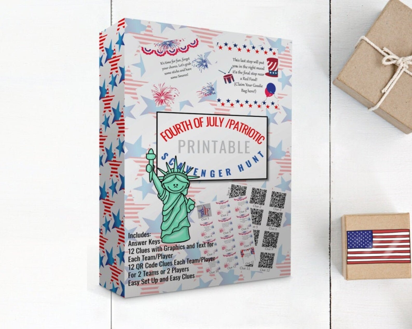 Patriotic Scavenger Hunt: Fourth of July QR Code Game (digital Download ...