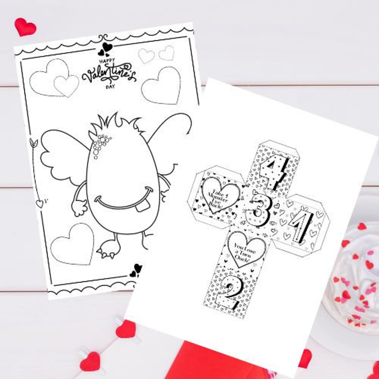 Roll a Monster Dice Game, Valentine's Day Roll a Monster Game for Kids ...