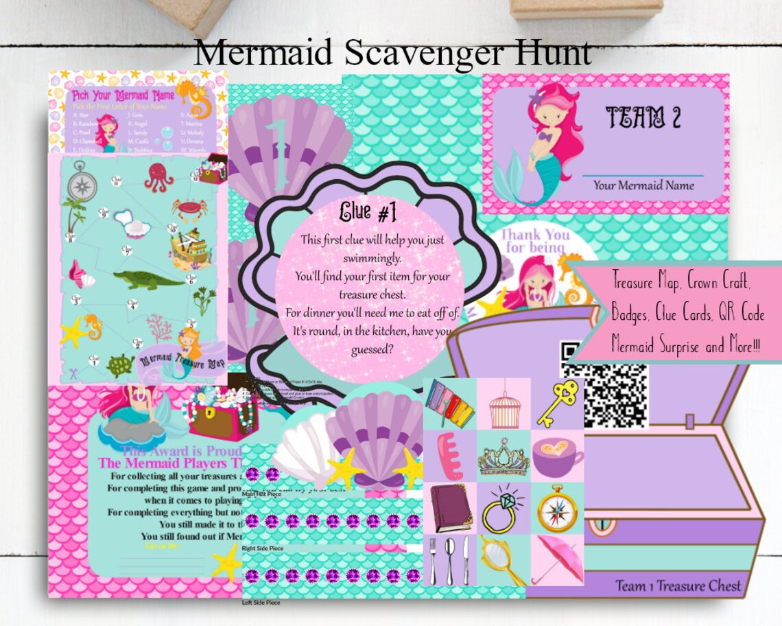 Mermaid Scavenger Hunt Mermaid Party Mermaid Birthday Party | Etsy