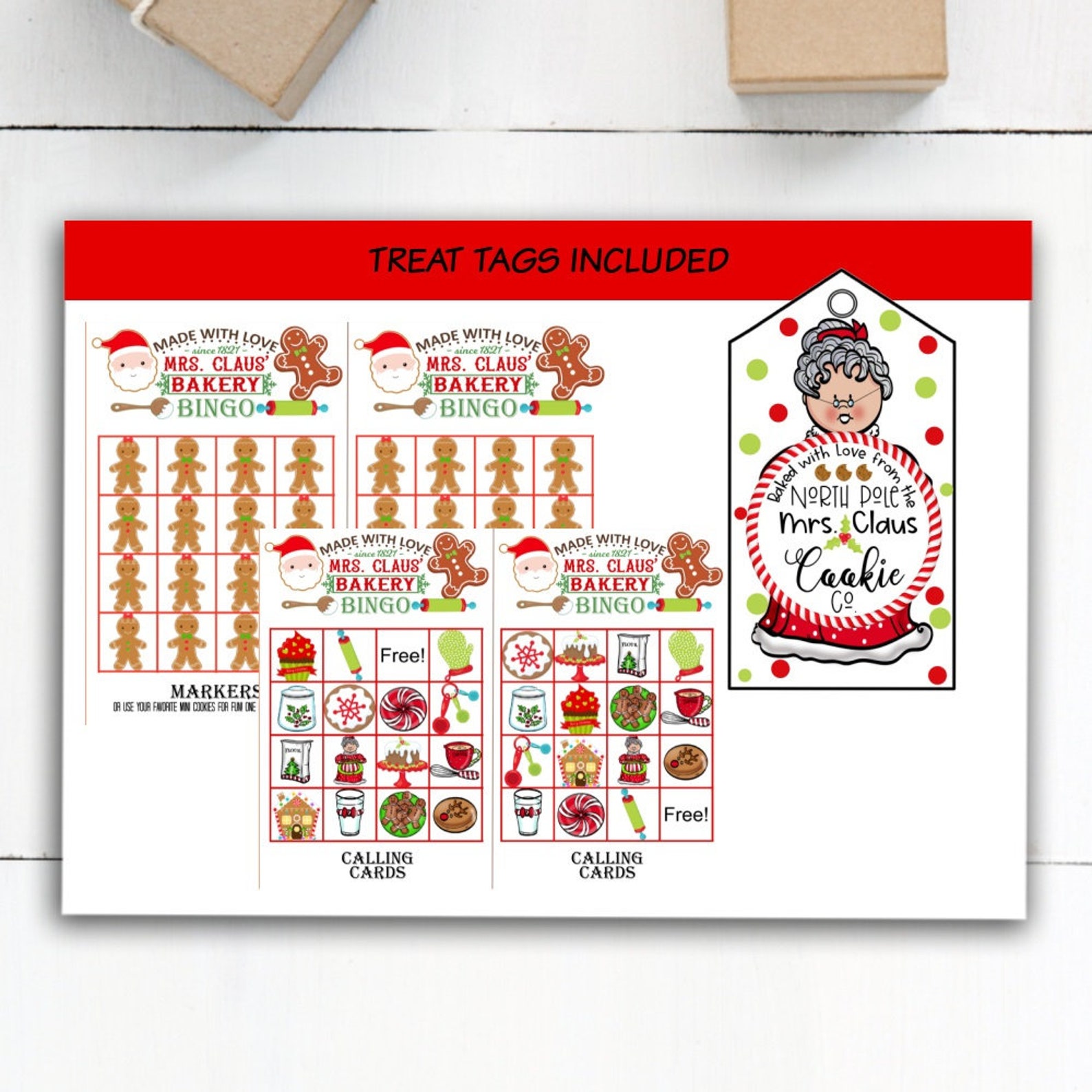 Printable Christmas Cookie Bingo Game: Mrs. Claus Bakery (PDF) - Etsy