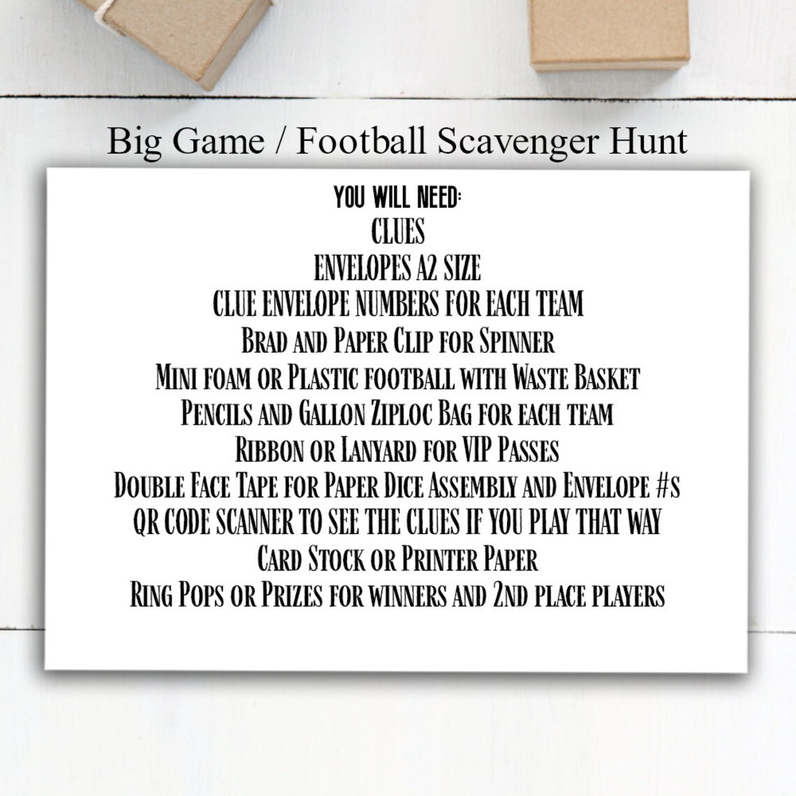 Football Scavenger Hunt Sports Birthday Party Games Football - Etsy
