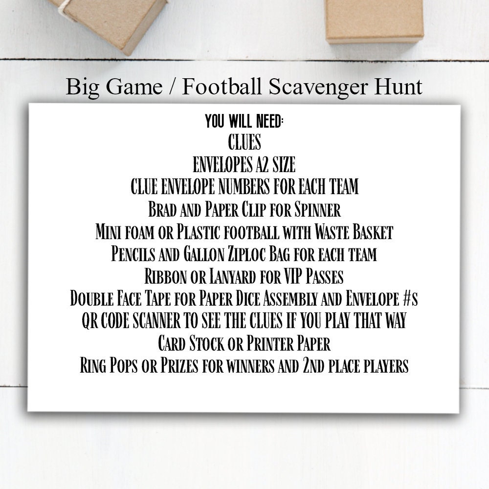 Football Scavenger Hunt, Sports Birthday Party Games, Football Theme ...