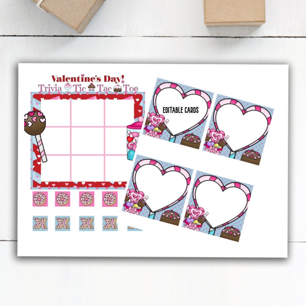 Printable Valentines Day Tic Tac Toe, Valentines Day Games for Kids ...
