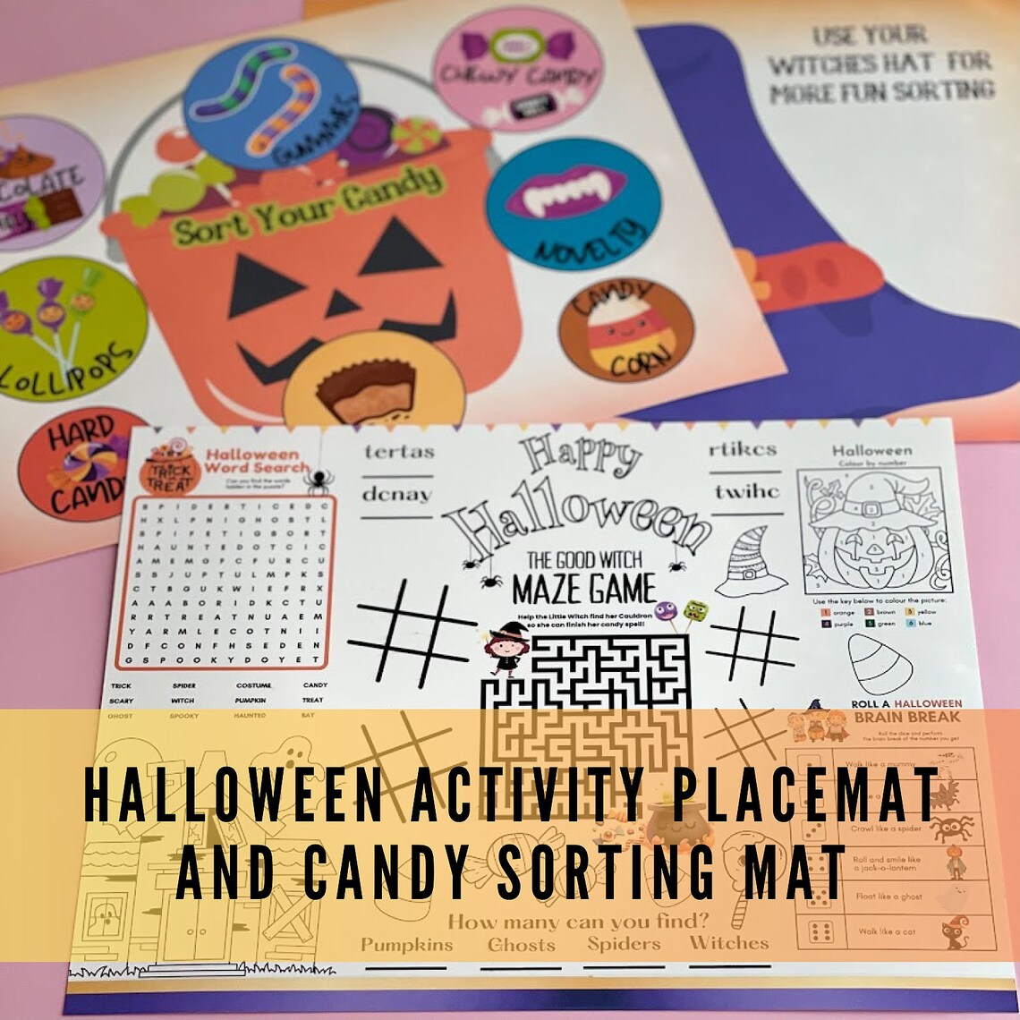 Halloween Activity Placemats & Candy Sorting Mats Bundle (printable ...