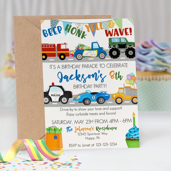 Drive by Birthday Parade Invitation - Etsy