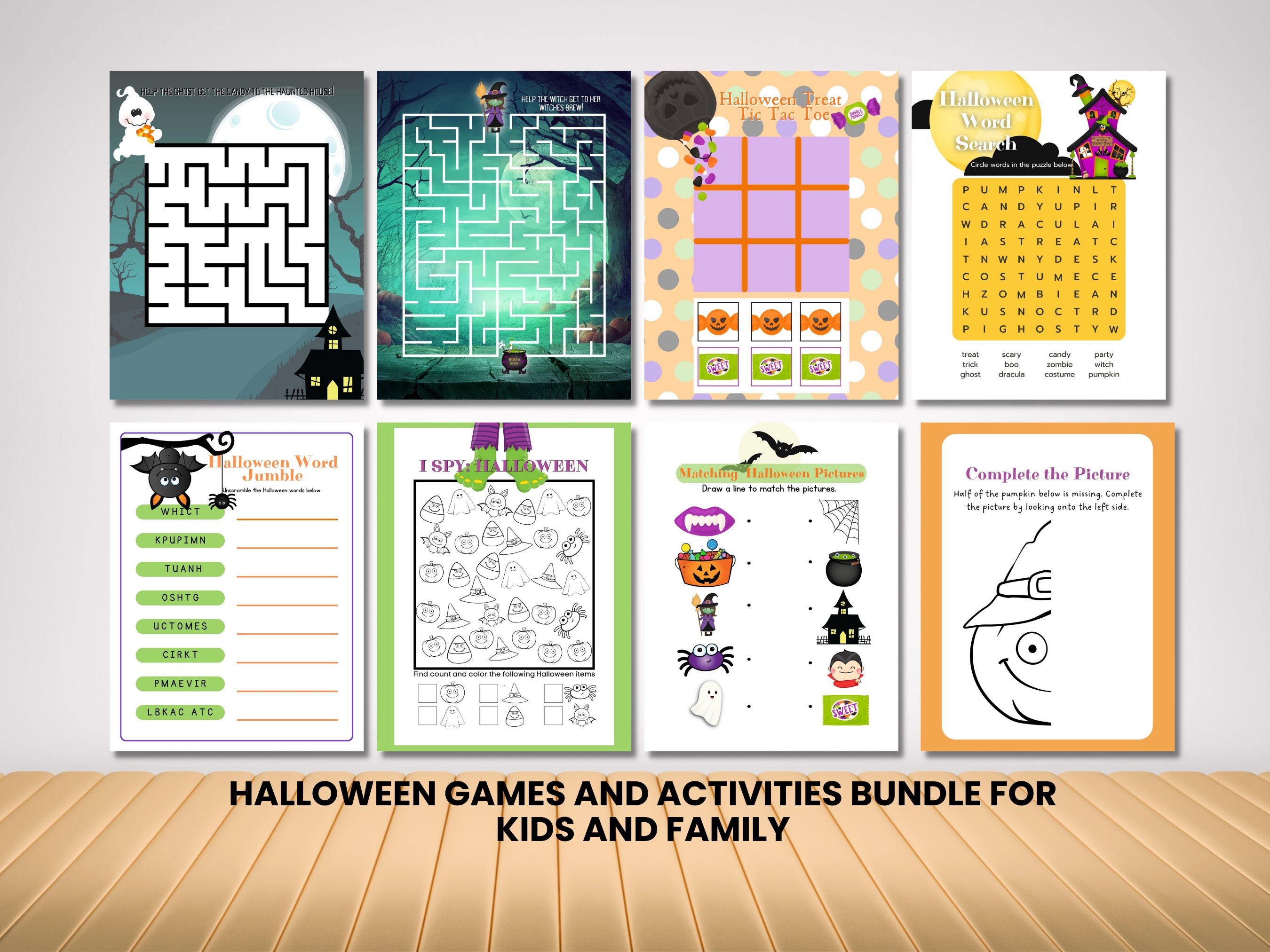 Halloween Printables for Kids, Halloween Games Bundle, Halloween Game ...